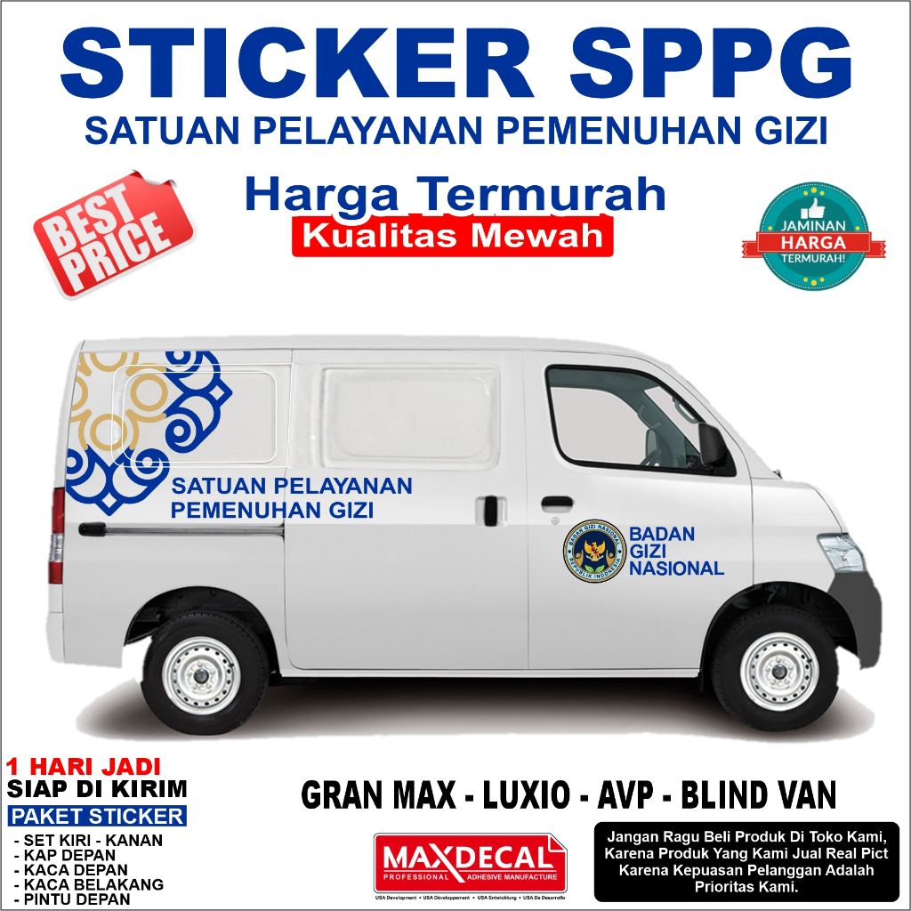 Jual STICKER MOBIL OPERASIONAL MAKAN BERGIZI GRATIS GRANDMAX BLINDPAN ...