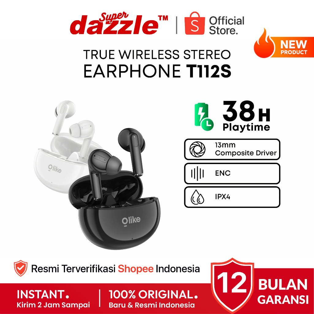Jual OLIKE T112S TWS ENC True Wireless Earphone Bass 38 Jam Headset Bluetooth Ori Stereo Earbuds ...