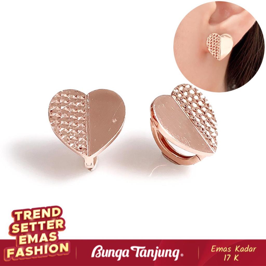 Jual ANTING KLIP HATI KERAWANG PIPIH - EMAS 17K - BUNGA TANJUNG GOLD ...
