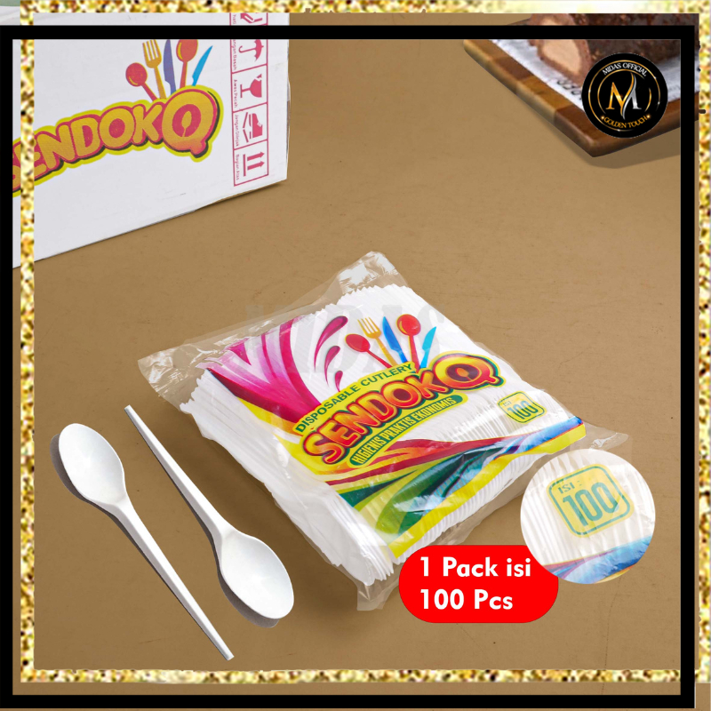 Jual [1 PACK ISI 100 Pcs] Sendok Makan Plastik Putih Food Grade Bahan ...