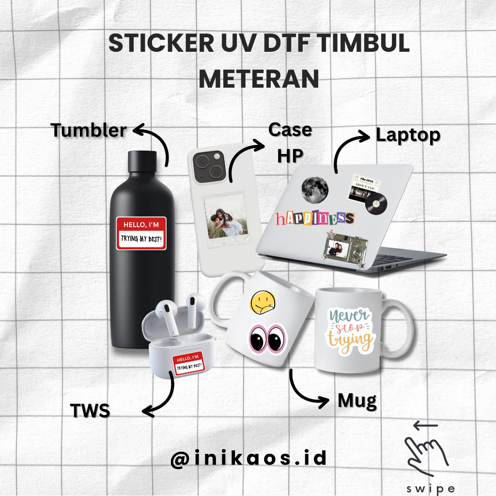 Jual Sticker Custom Timbul UV DTF Anti Air Anti Panas | Shopee Indonesia