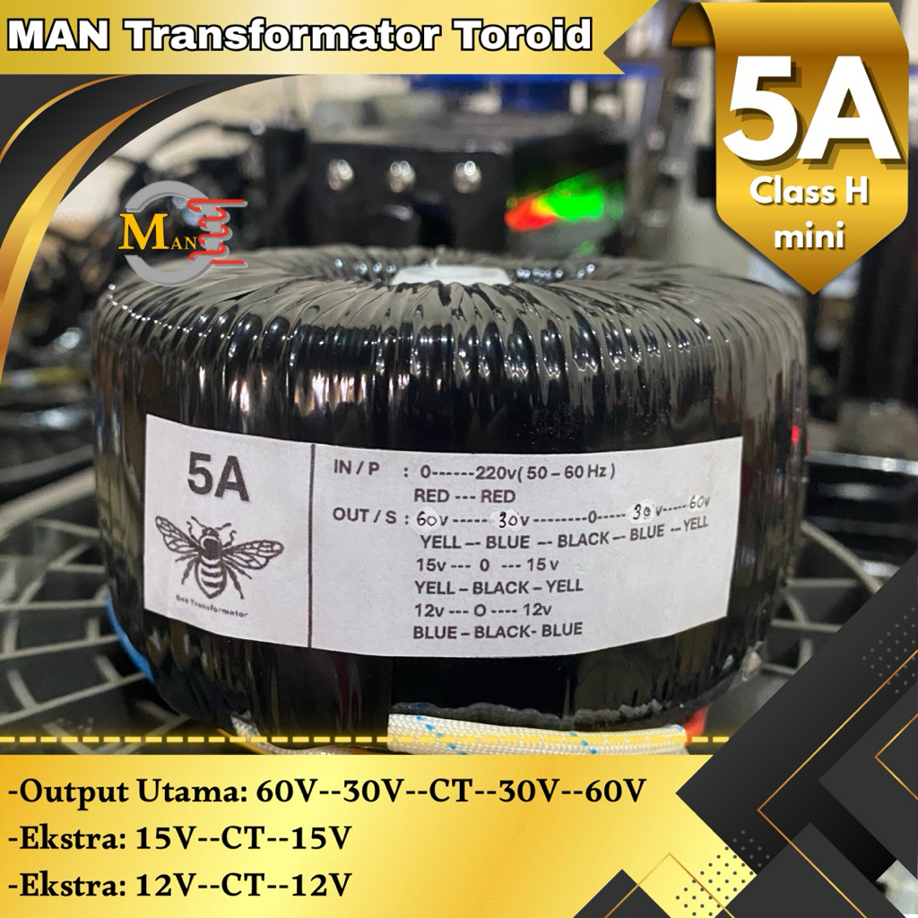 Jual Trafo Toroid Donat 5A CT 60v 30v (Class H) (Lengkap Baut ...