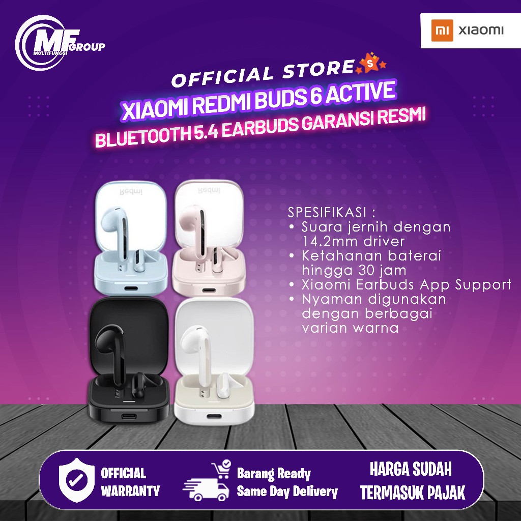 Jual Xiaomi Redmi Buds 6 Active Bluetooth 5.4 Earbuds Garansi Resmi ...