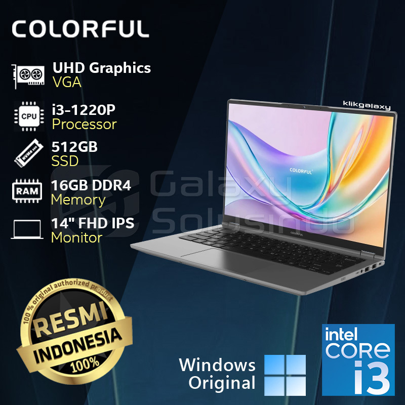 Jual COLORFUL RIMBOOK S1 Core i3-1220P 512GB SSD 16GB RAM UHD Graphics - CA300-G Notebook Laptop ...