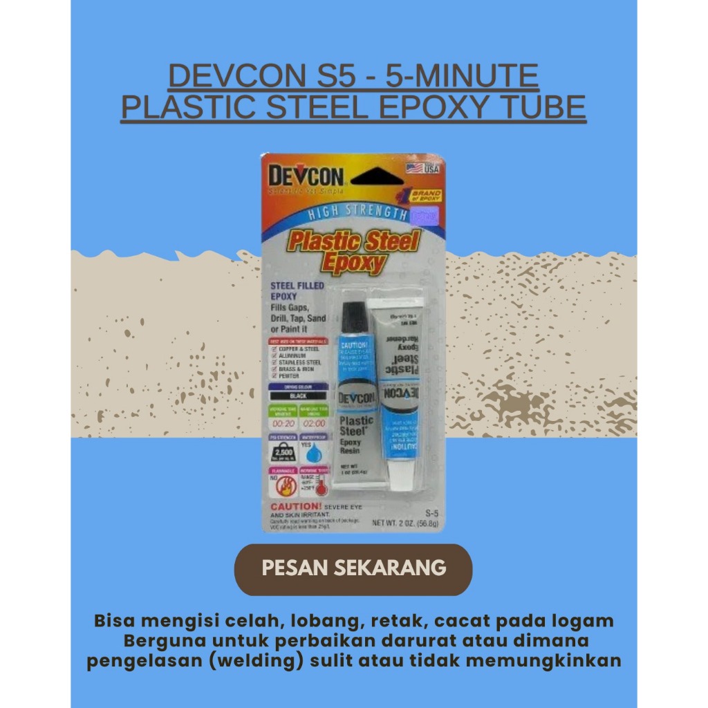 Jual DEVCON S5 - 5-Minute Plastic Steel Epoxy Tube | Shopee Indonesia