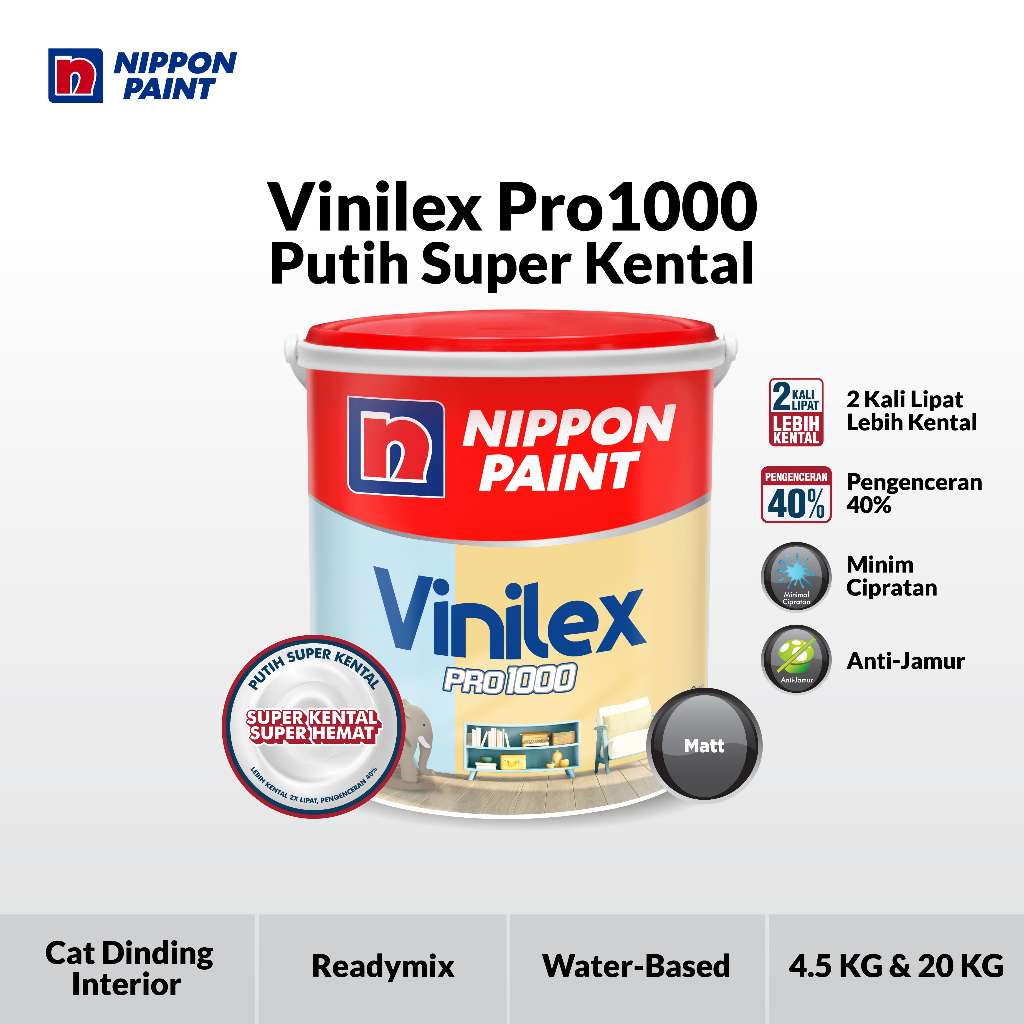 Jual NIPPON VINILEX PRO1000 PUTIH SUPER KENTAL READYMIX-CAT DINDING ...
