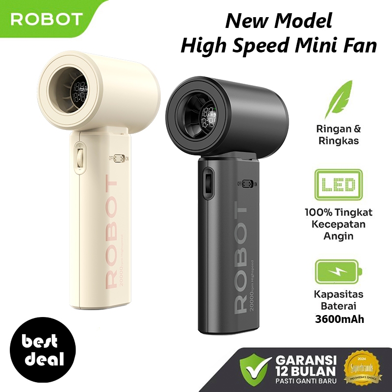 Jual ROBOT RT-HF03 Mini Fan Highspeed Handheld With LED Display 3600mAh ...