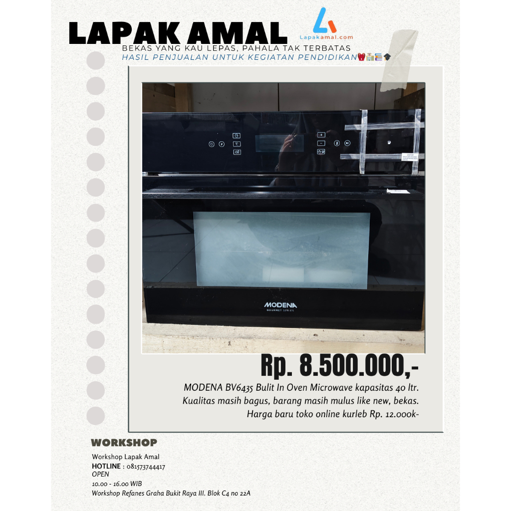 Jual MODENA BV6435 Built In Oven Microwave 40 Liter – Bekas Like New ...