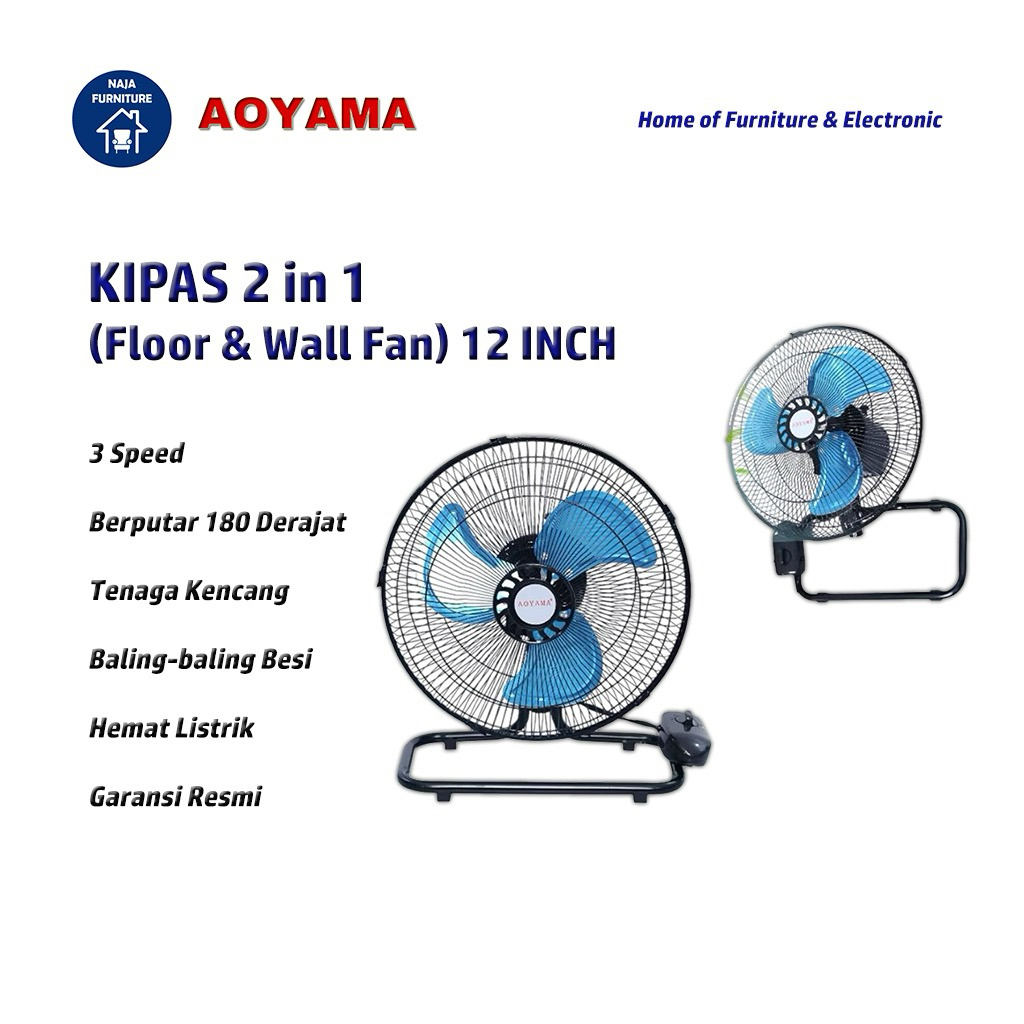 Jual Kipas Aoyama 12 Inch 2 in 1 | Kipas Angin Tornado Besi Aoyama 12 ...