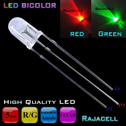 Jual LED BICOLOR 5mm Clear RED GREEN Common Anode 3pin 2 warna Merah ...