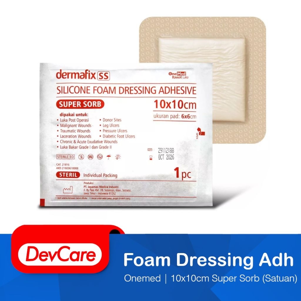 Jual Dermafix Silicone Foam Dressing Adhesive 10x10cm ONEMED Plester ...