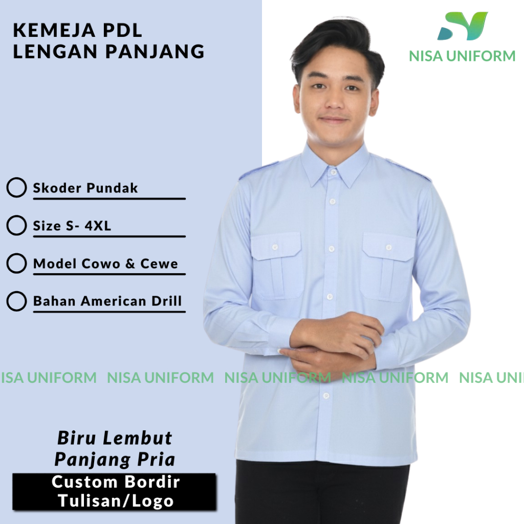 Jual Kemeja PNS Putih Lengan Panjang Nisa Uniform New Product Biru ...