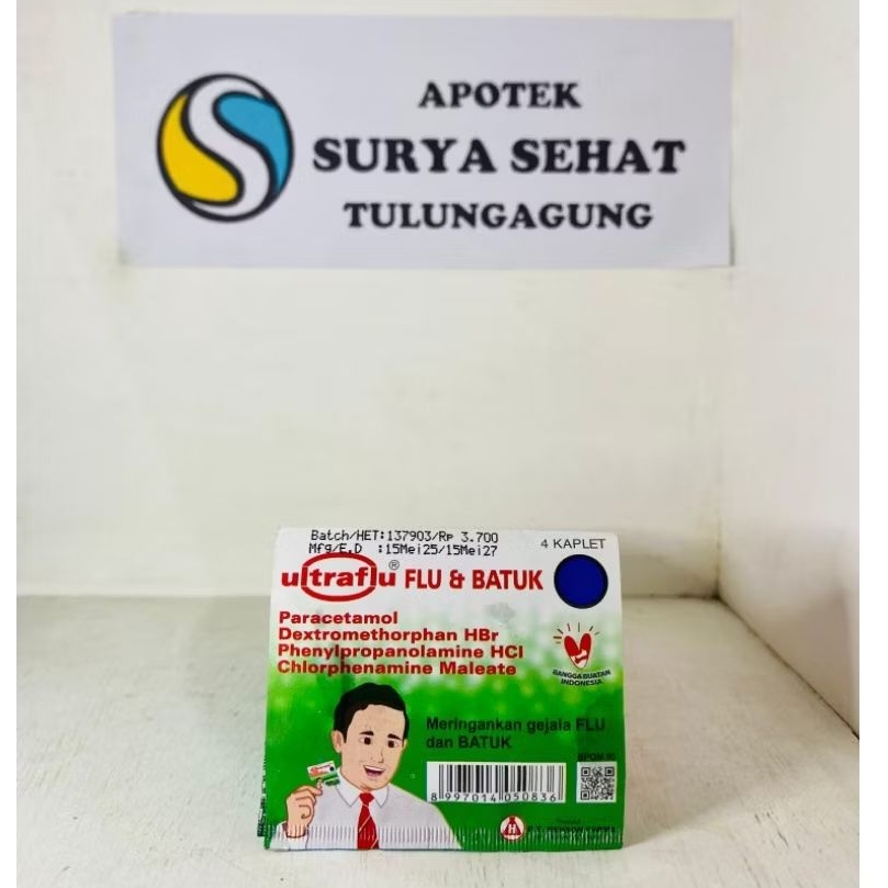 Jual ULTRAFLU FLU DAN BATUK ISI 4 KAPLET, MERINGANKAN GEJALA FLU DAN ...