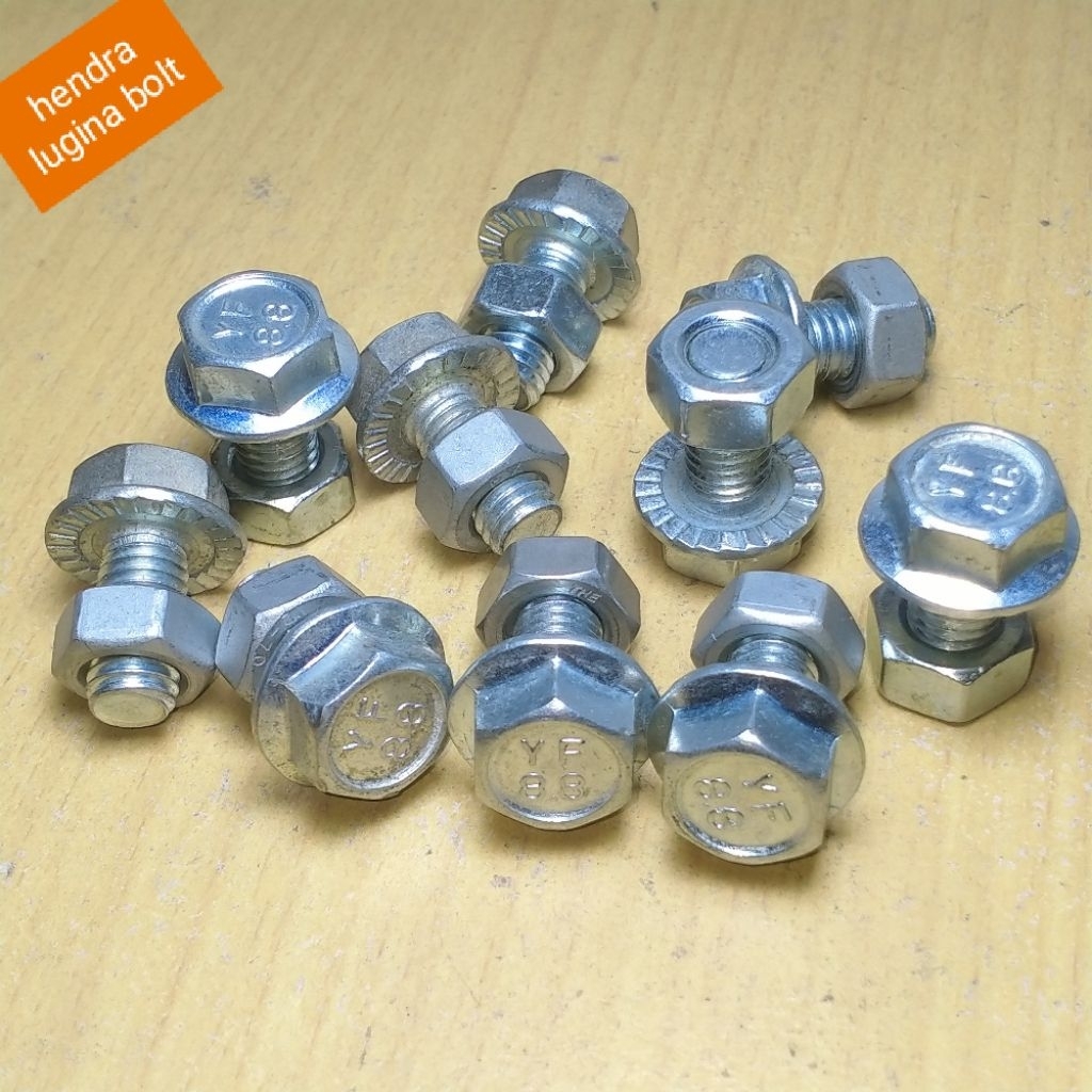 Jual flange bolt m8x15 pitch 1,25 kunci 13 baut flange baja ori grade 8 ...