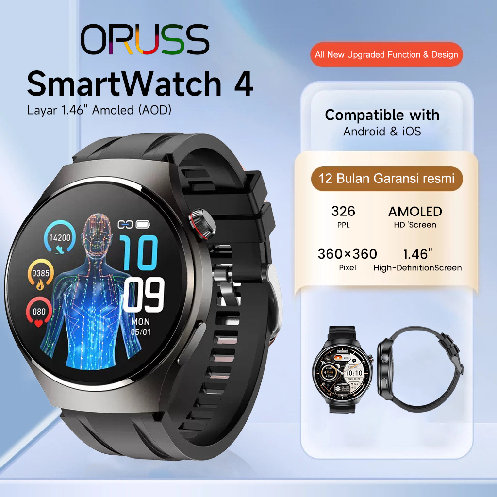 Jual ORUSS Watch 4 Jam Smartwatch Waterproof 1.46 Inch AMOLED HD Touch ...