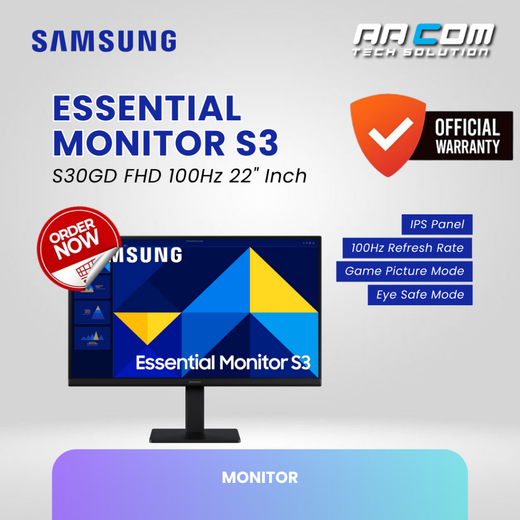 Jual MONITOR SAMSUNG 22" S22D300 FHD IPS 100Hz S3 S30GD | Shopee Indonesia