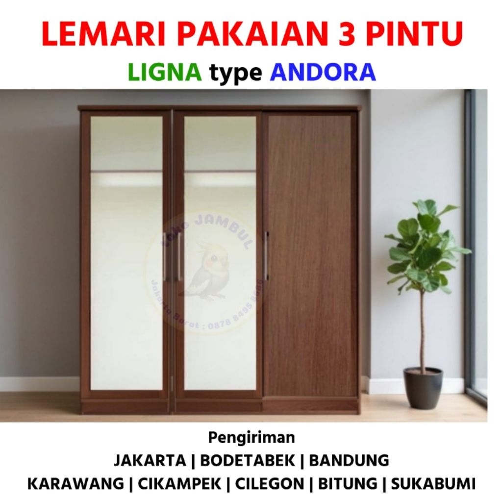 Jual Lemari pakaian 3 pintu LIGNA Furniture | Shopee Indonesia