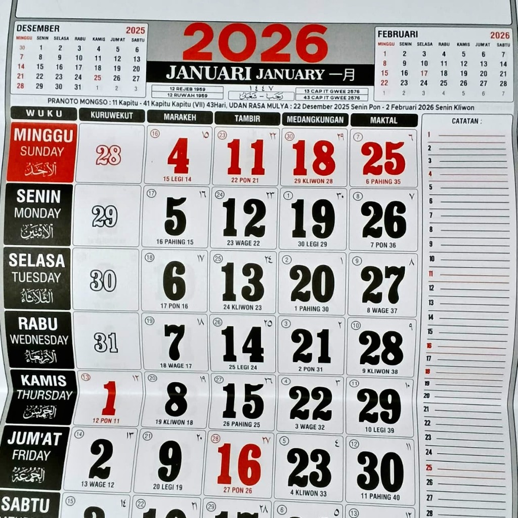 Jual 13LMN KALENDER DINDING JUMBO BESAR 12 Halaman Per Halaman 1 Bulan ...