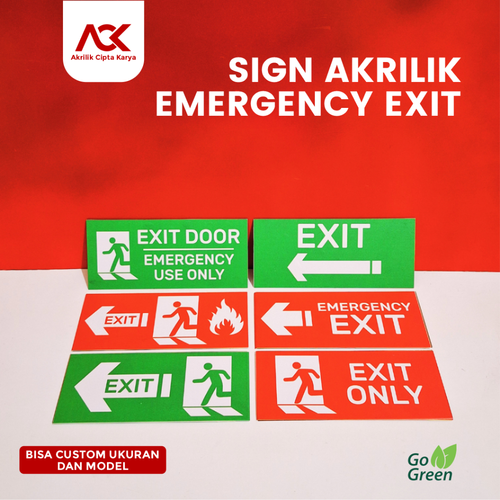 Jual SIGN AKRILIK EMERGENCY EXIT | PAPAN PETUNJUK KELUAR DARURAT RAMBU ...