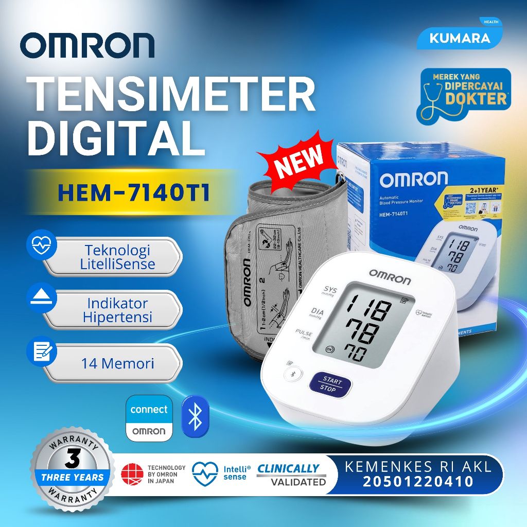 Jual OMRON HEM-7140T1 Tensimeter Digital | Bluetooth & IntelliSense ...
