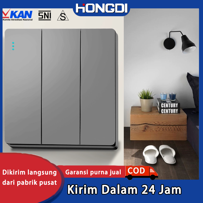 Jual Panel Saklar Hongdi 3 Gang 1/2 Arah - Tekstur Matte - Pilihan ...