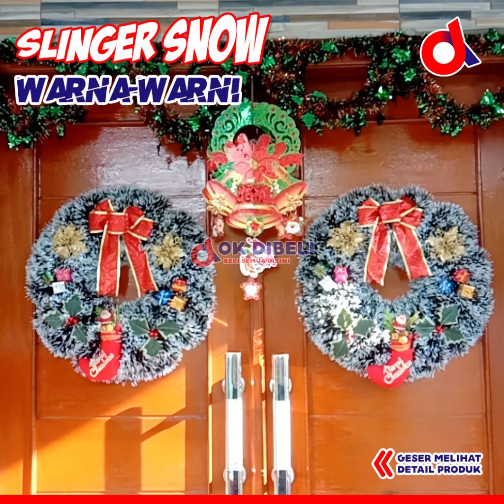 Jual Termurah Slinger Natal Hijau Daun Tebal Jumbo Buntut Tupai Garland ...