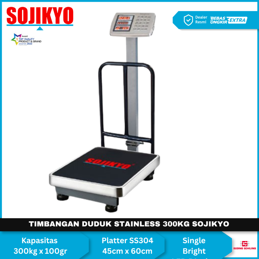 Jual Timbangan Duduk Lantai Digital 300kg SOJIKYO Stainless Steel ...
