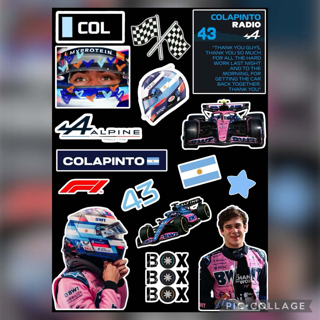 Jual Sticker Formula 1 Alpine Fraco Colapinto | 16 Pcs Vinyl Waterproof ...