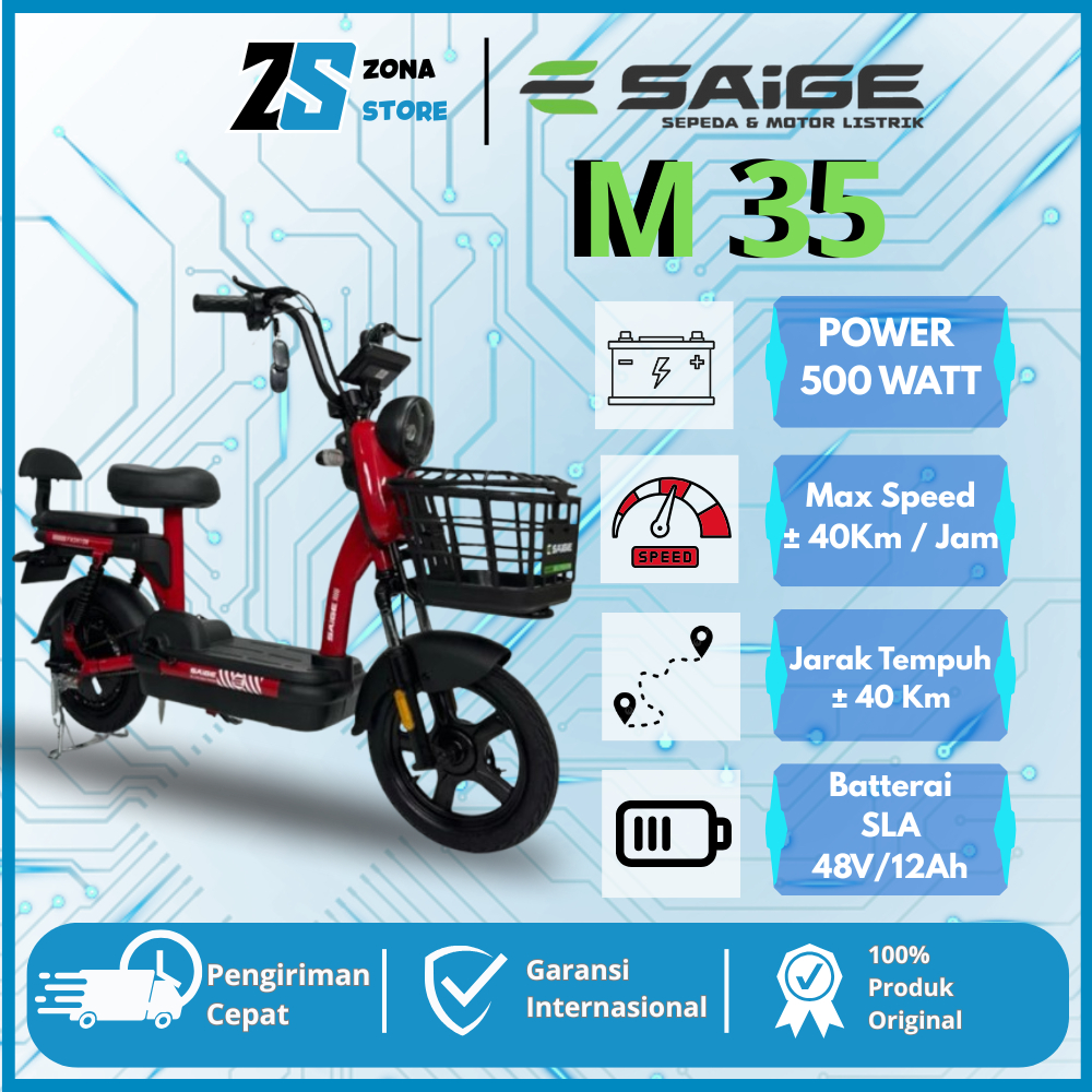 Jual Sepeda Listrik Saige m35 500watt - 48V/12ah Baterai SLA Garansi ...