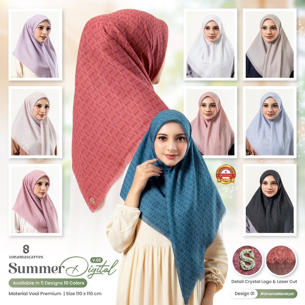 Jual ( PILIH MOTIF) Kerudung Pilih Motif Warna Summer Umama Digital ...