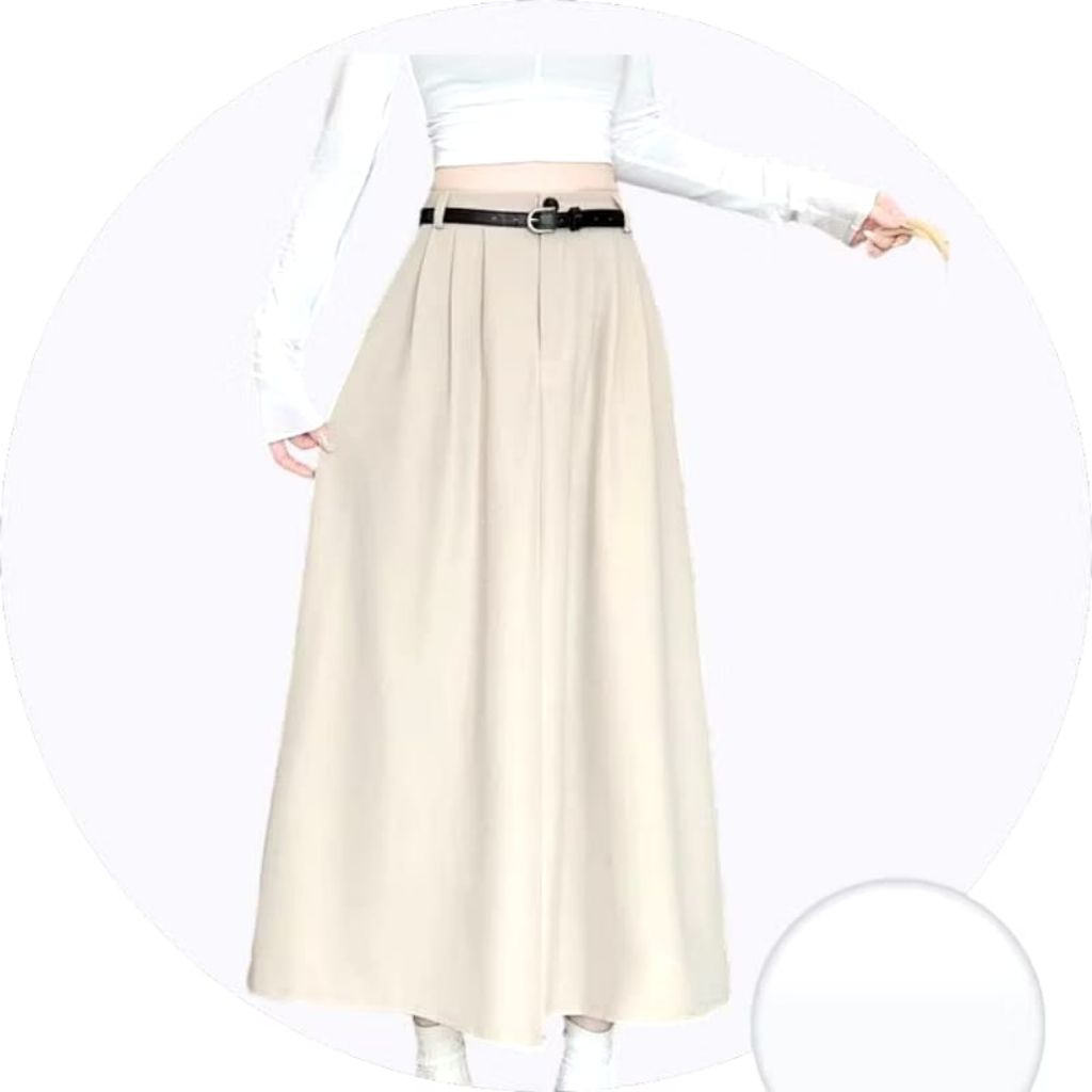 Jual Rok Hana Skirt Koren Style Midi & Maxi Semiwoll Premium | Shopee ...