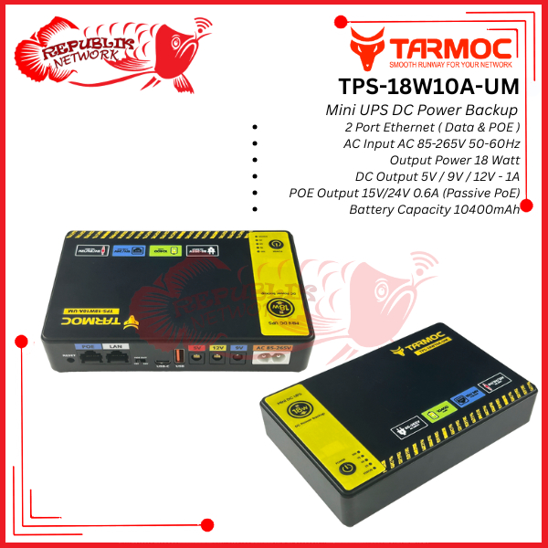 Jual Tarmoc TPS-18W10A-UM | Mini UPS DC Power Supply 5V/9V/12V POE 15 ...