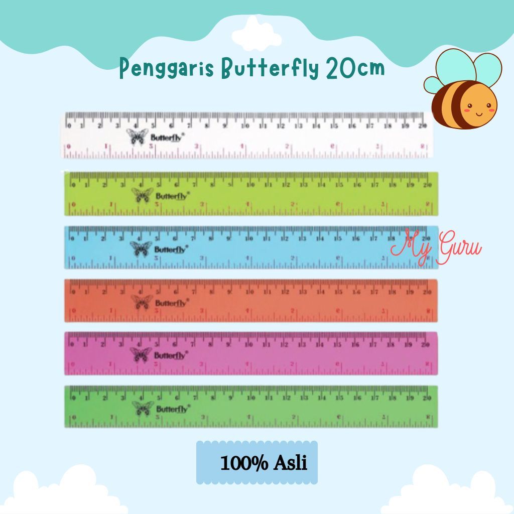 Jual [PCS] PENGGARIS BUTTERFLY PUTIH / WARNA / GARISAN BUTTERFLY 20 CM ...