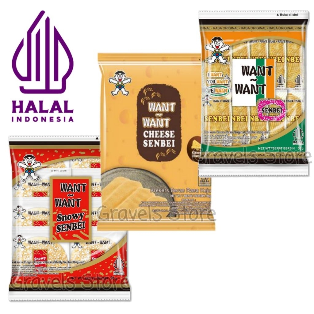 Jual [HALAL] WANT WANT SNACK SENBEI ORIGINAL / SNOWY SENBEI / CHEESE ...
