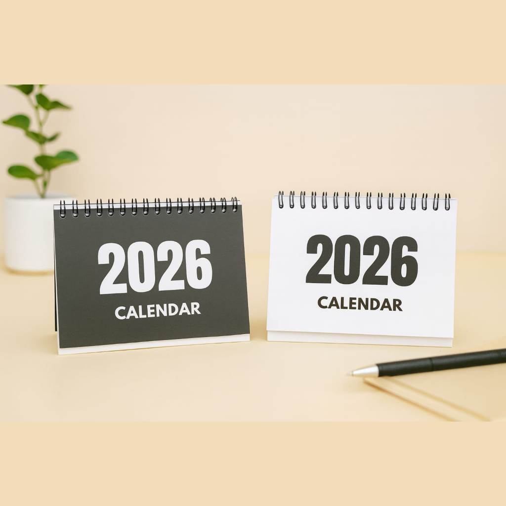 Jual Kalender Meja A6 Landscape 2026 Hitam Putih Simple Minimalis ...