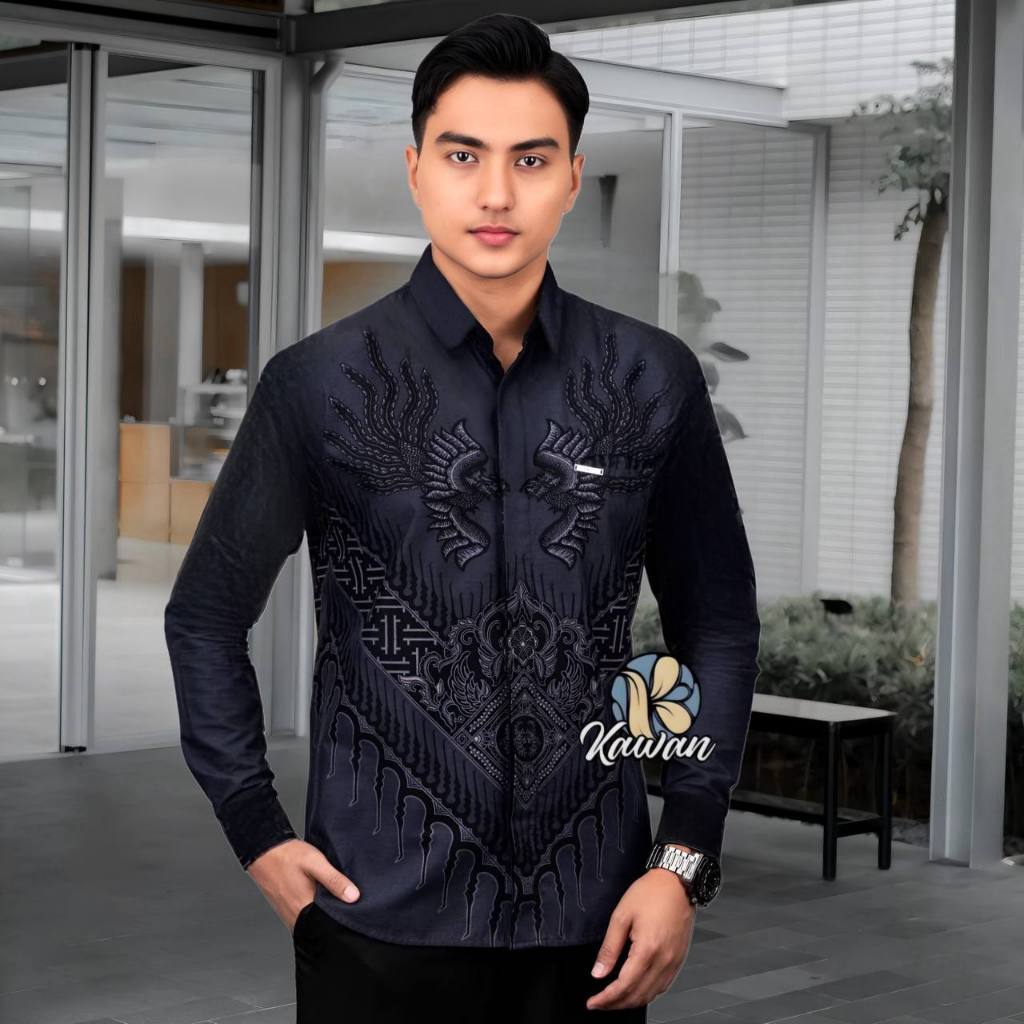 Jual Batik Pria Lengan Panjang BATIK AZMIL HRB026 motif KERATONAN Kode ...