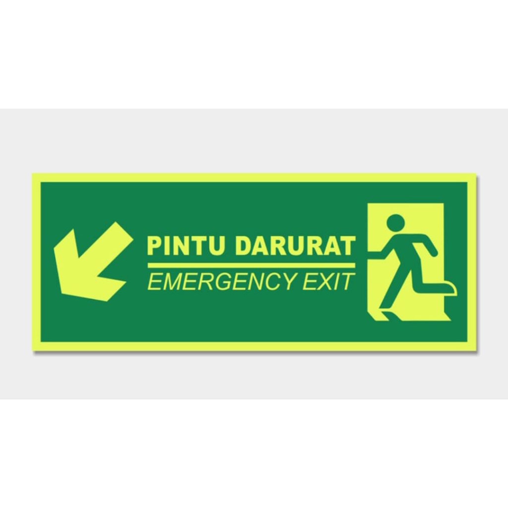 Jual SIGN STIKER PINTU DARURAT EMERGENCY EXIT ( GLOW IN THE DARK ...