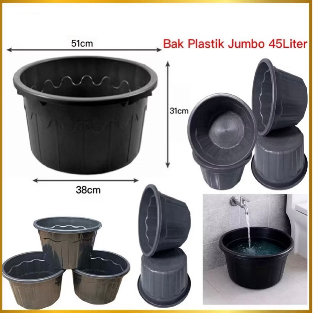 Jual Baskom Plastik Jumbo 45L Bak Air Besar Jumbo Tebal Anti Pecah Bak ...