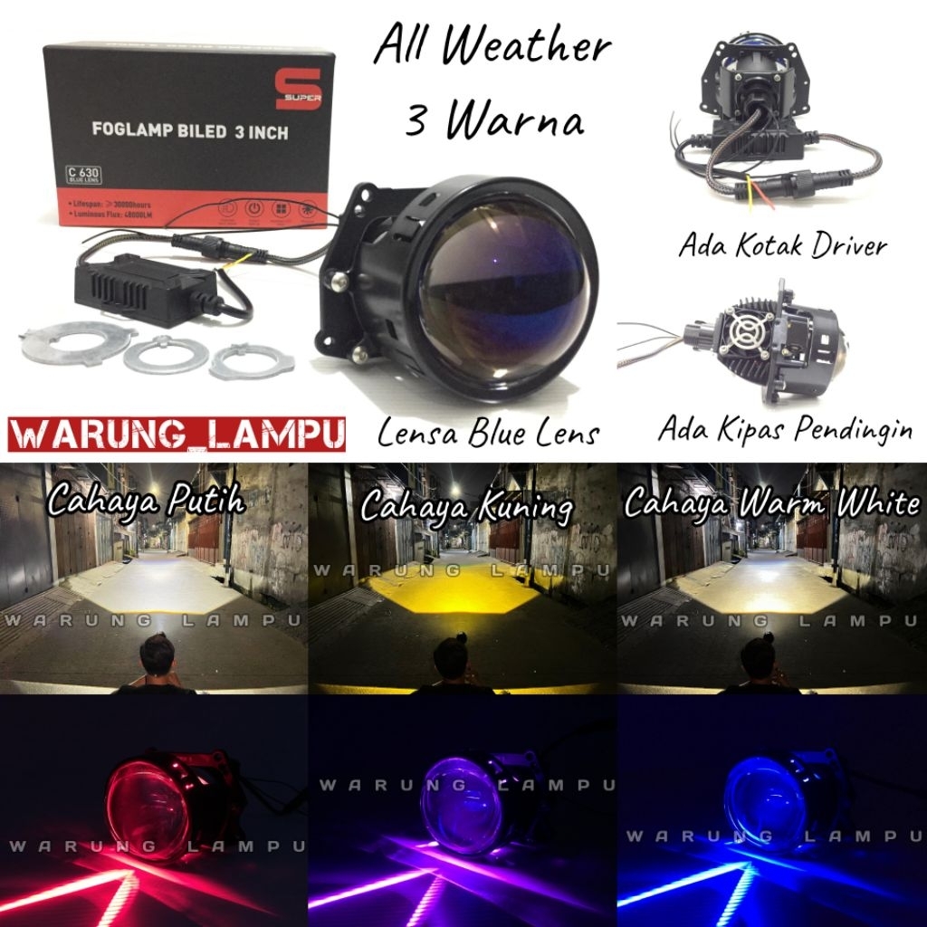 Jual Super S - Biled Projector 3inc Blue Lens 2.5inc Blue Lens Low 60W ...