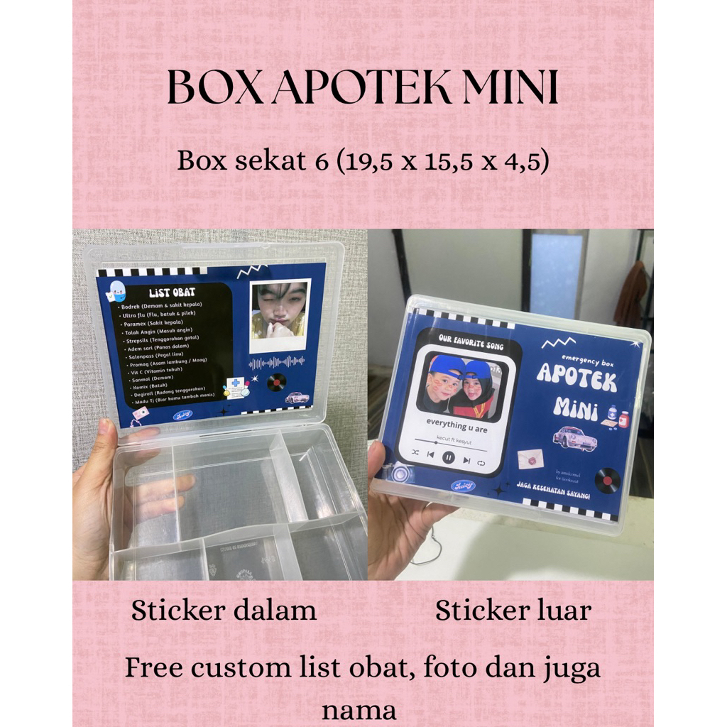 Jual CUSTOM BOX APOTEK MINI BOX 6 SEKAT + STICKER (TANPA OBAT) | Shopee ...