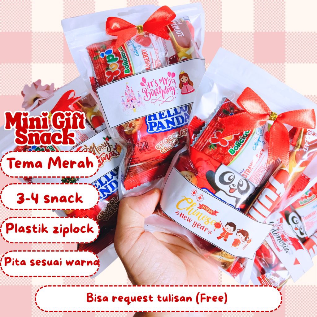 Jual Mini Gift Snack Merah | Mini Hampers | Freebies Goodie Bags ...