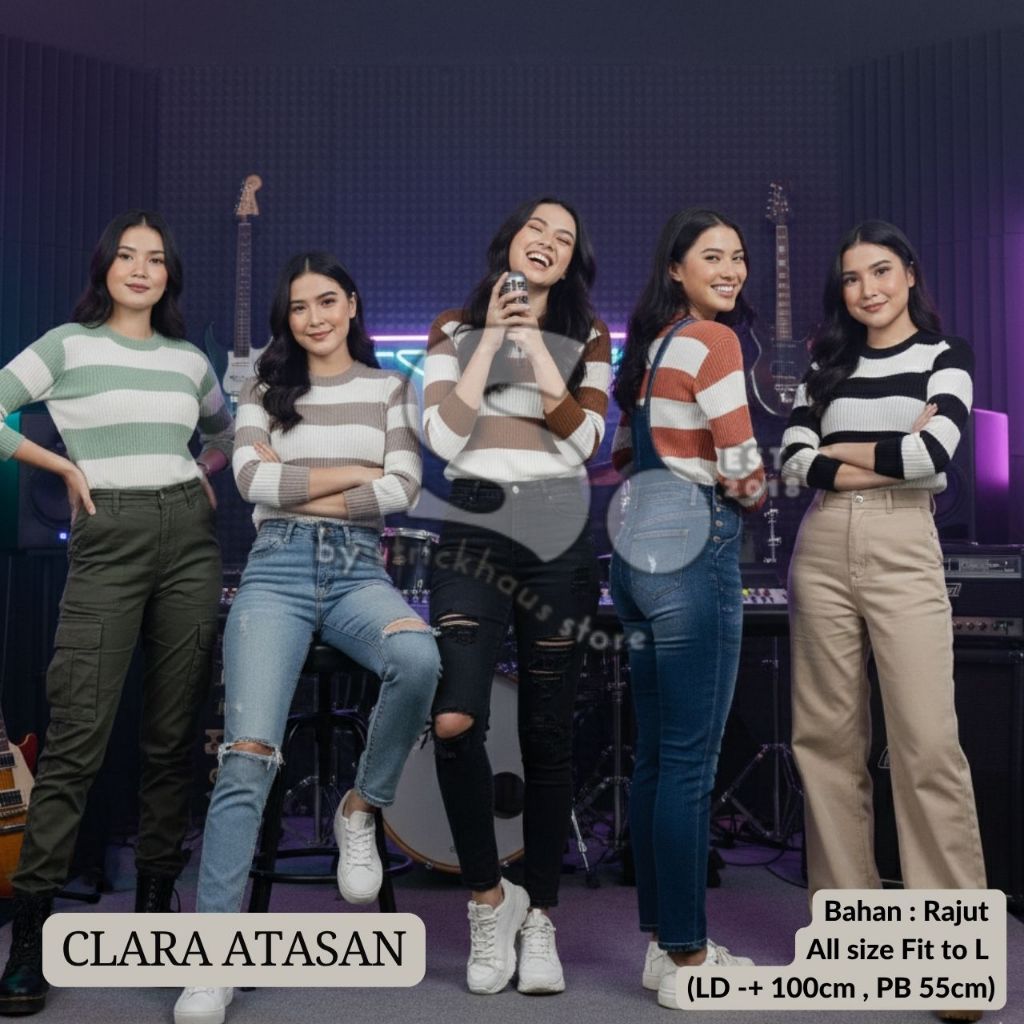 Jual Sweater Rajut Wanita CLARA STRIP Pullover Wanita -#STRICKHAUS ...