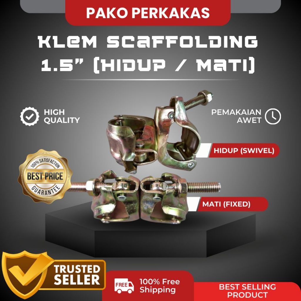 Jual Klem Scaffolding 1,5" Hidup Mati / Klem Steger Swivel Fixed ...