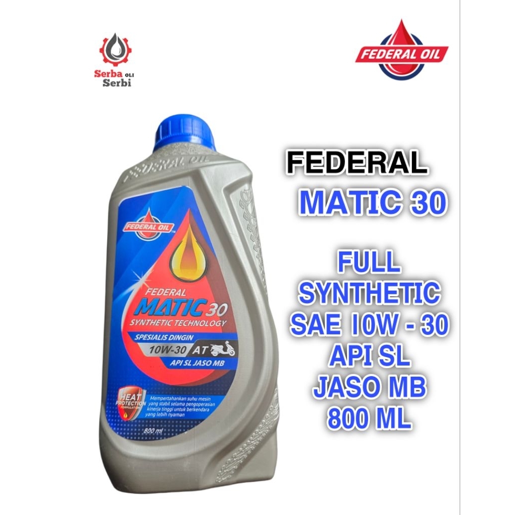 Jual Oli federal matic SAE 10W - 30 API SL JASO MB 800 ML ( FREE BOX ...