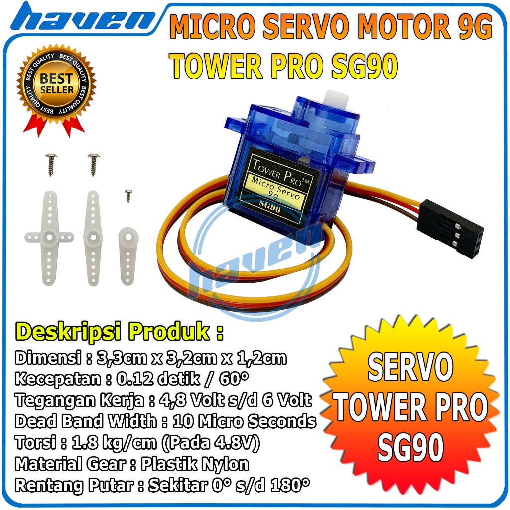 Jual TowerPro Motor Servo SG90 SG-90 9G / Motor Servo SG90 Tower Pro ...