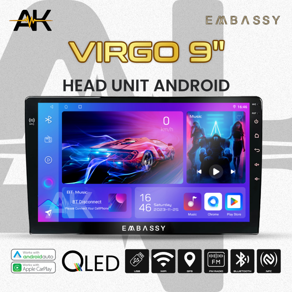 Jual HEAD UNIT ANDROID 9 Inch RAM 2/64 GB EMBASSY - VIRGO (NFC) | Shopee Indonesia