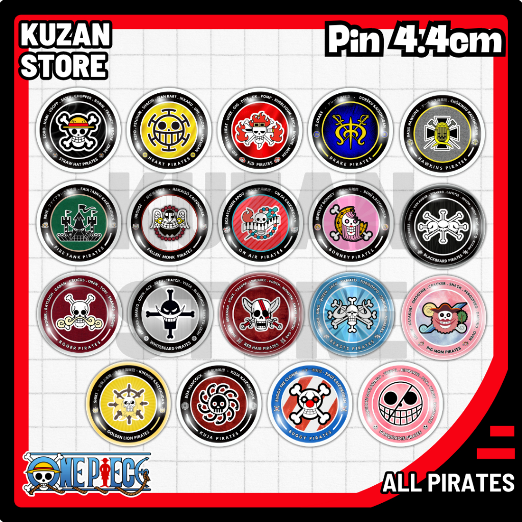 Jual Pin Jolly Roger One Piece: ALL PIRATES / Pin Bendera Bajak Laut ...