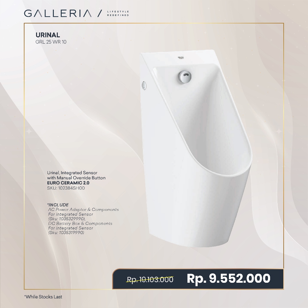 Jual Grohe Euro Ceramic 2.0 Urinal Integrated Sensor w/ Manual Override ...
