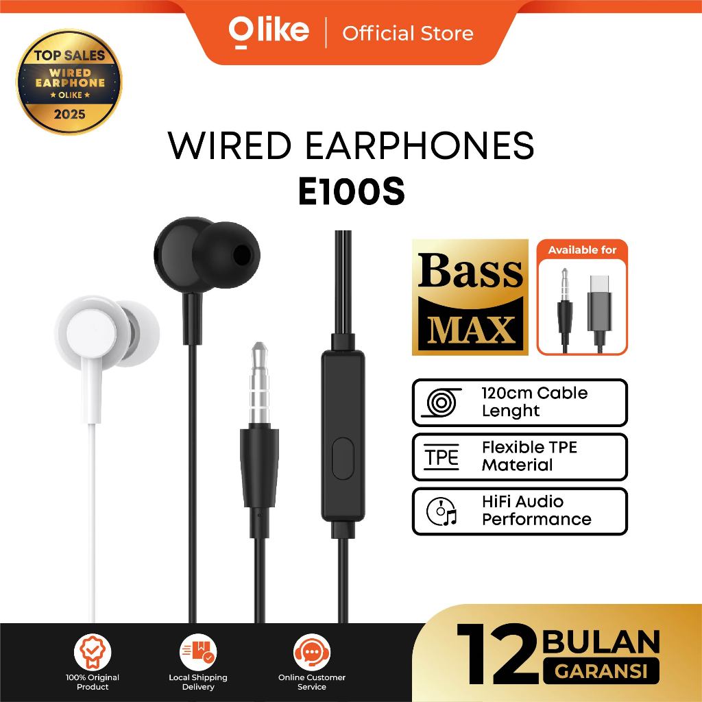 Jual OLIKE Headset E100S | Wired IN-EAR | Earphone | Handsfree Kabel 3 ...