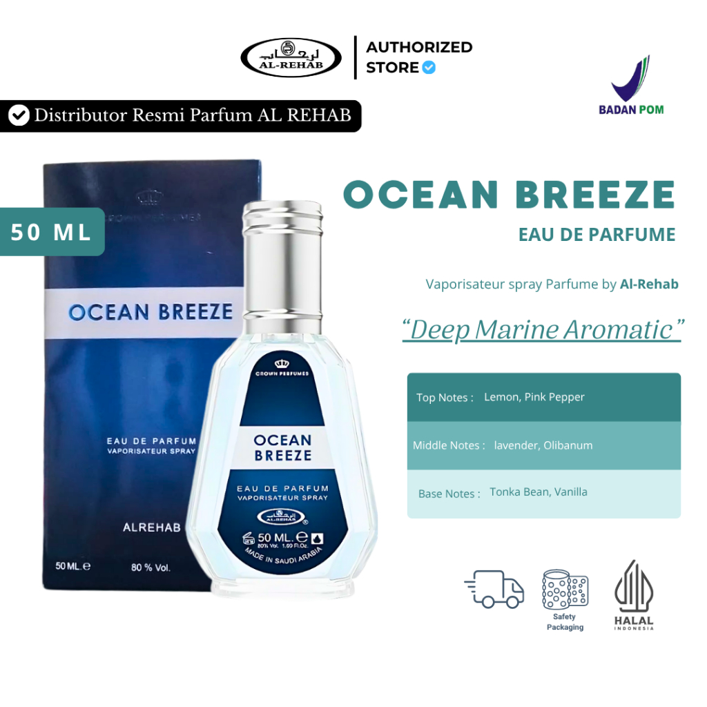 Jual Al Rehab Perfume OCEAN BREEZE Parfum Spray 50ml Spray Eau De ...